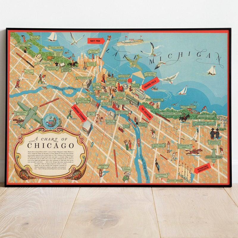 Chicago Vintage Map - Etsy