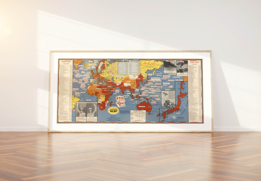 WWII Pictorial Map Print: Antique Military World War Map - Etsy