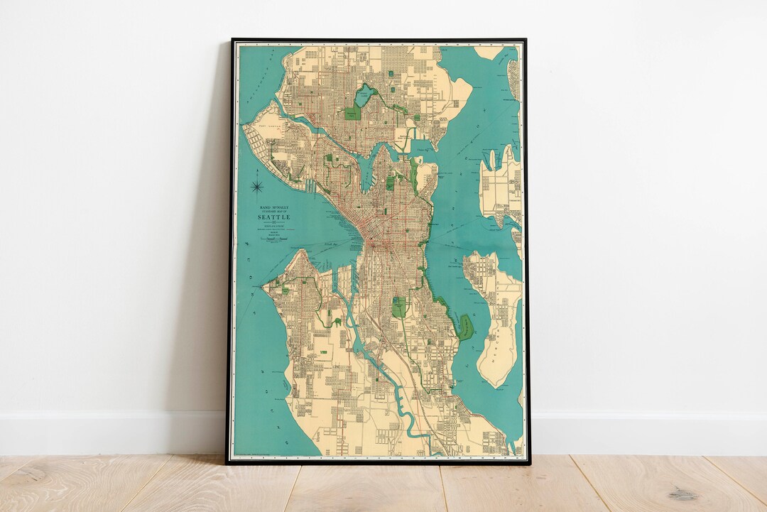 Old Seattle Map| Seattle Street Map| Old Maps| Antique Seattle Map ...
