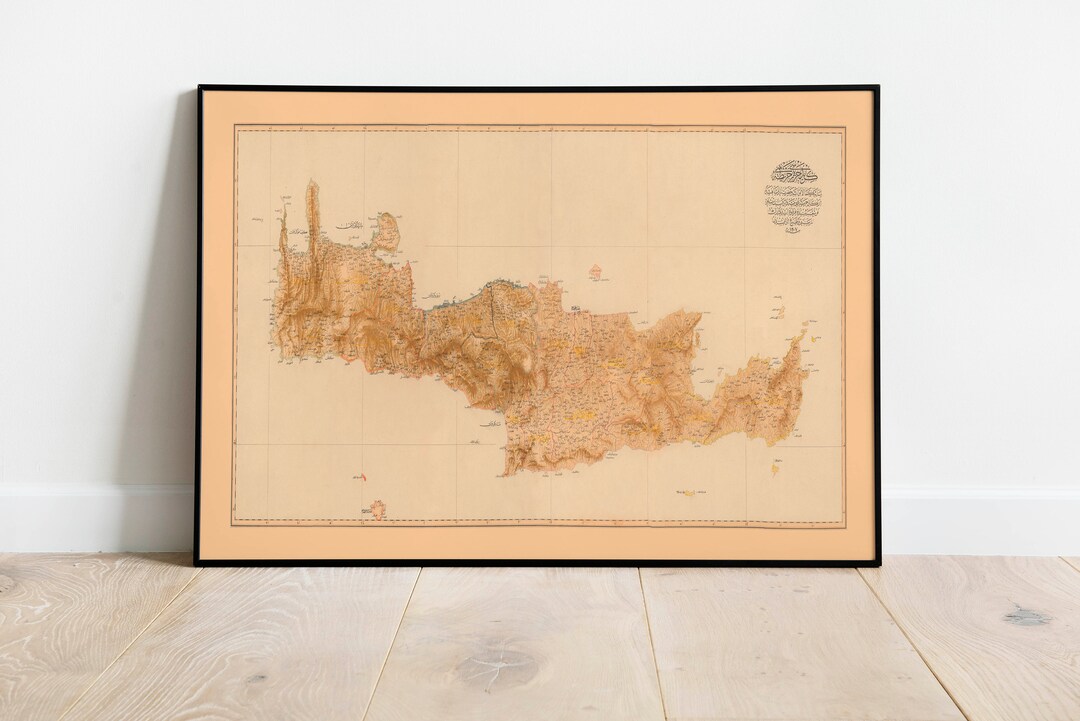 Vintage Crete Map Print: 1891 Ottoman Island Wall Art - Etsy