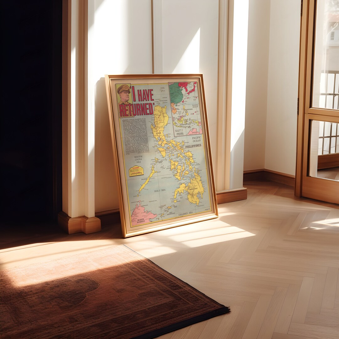WWII Philippines Map Print: General Macarthur, Vintage War Map - Etsy