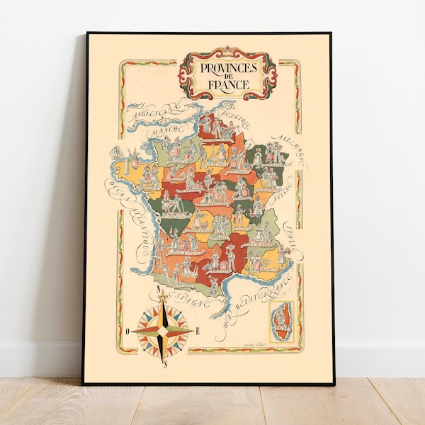 Vintage France Map Poster - Etsy