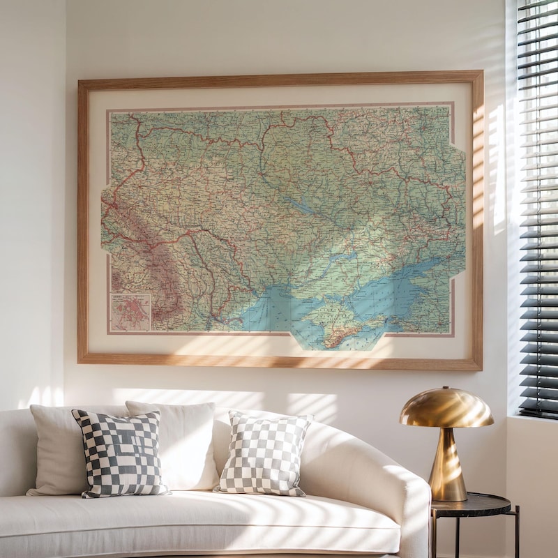 Ukraine Map Art Framed - Etsy UK
