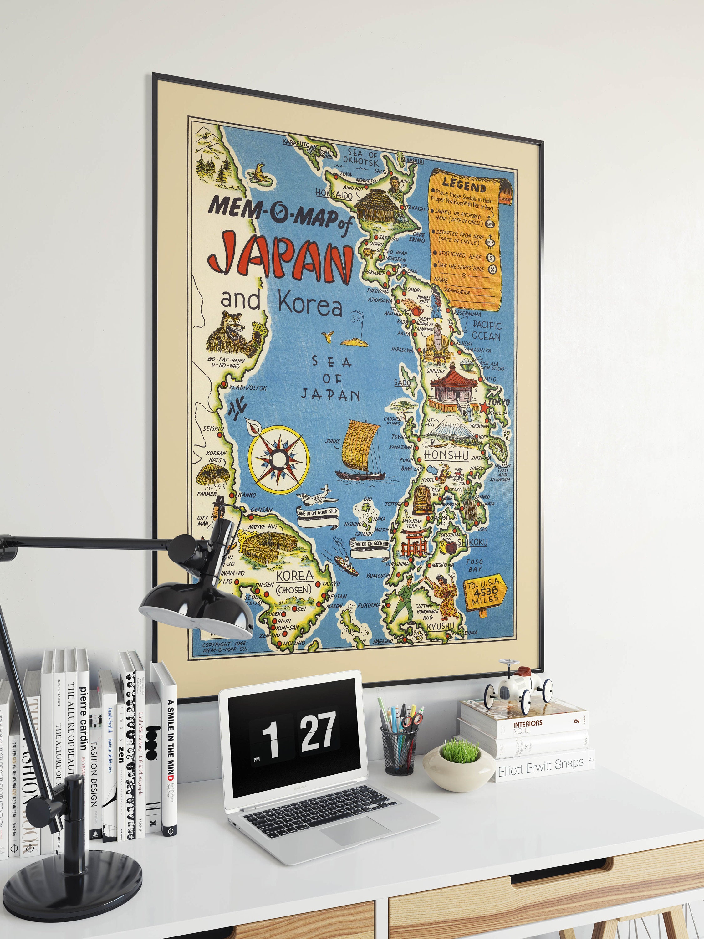 Map of Japan and Korea Wall Print Japan Map Wall Art Korea - Etsy