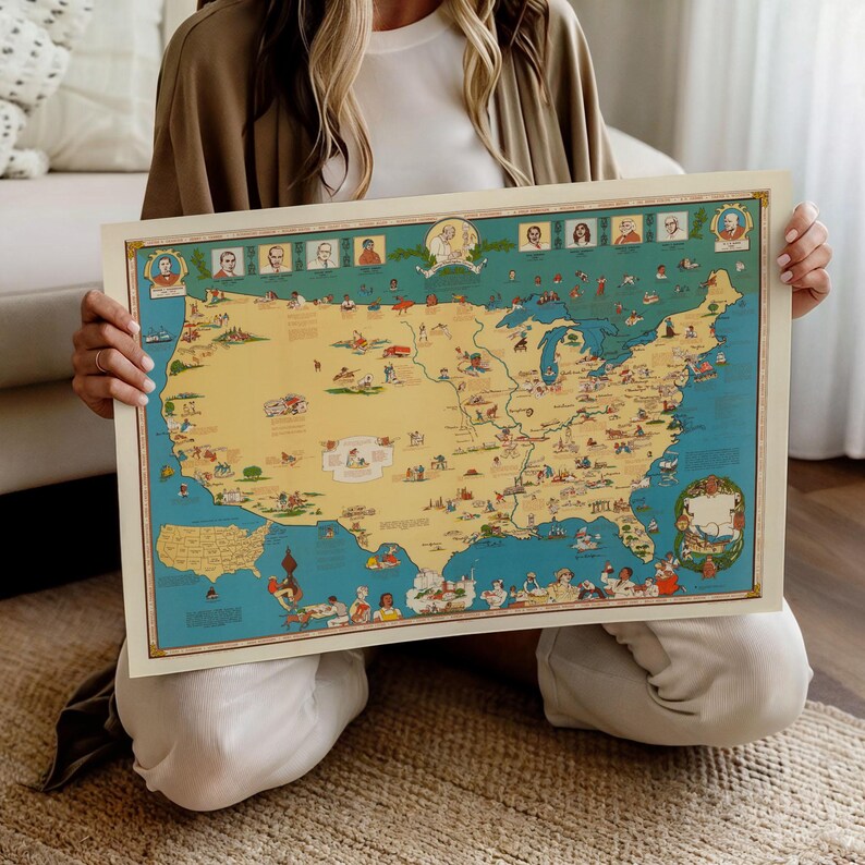 Vintage African American Lineage Map: USA Canvas Wall Art - Etsy