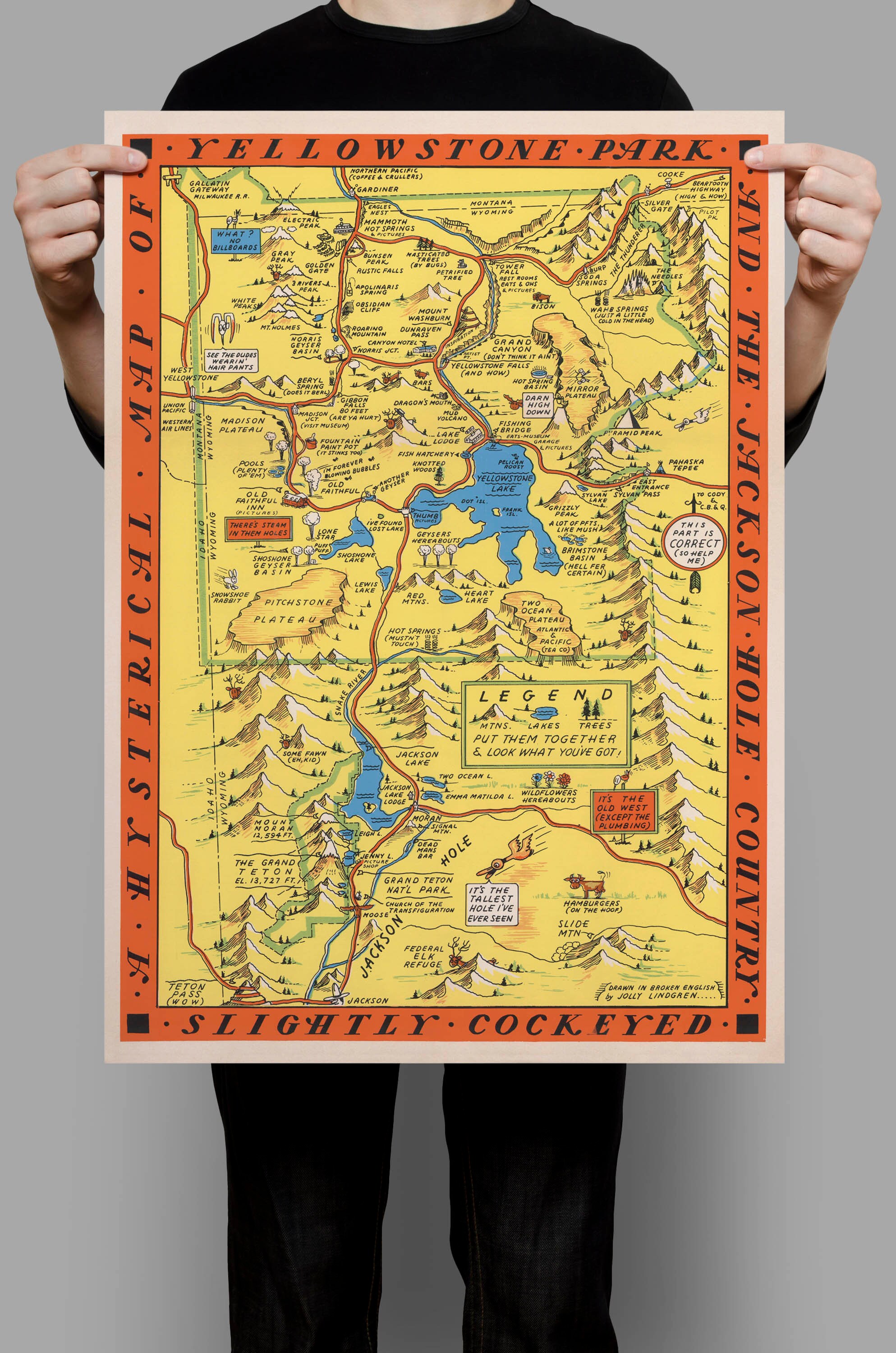 Yellowstone National Park Map Poster Yellowstone Wall Art - Etsy