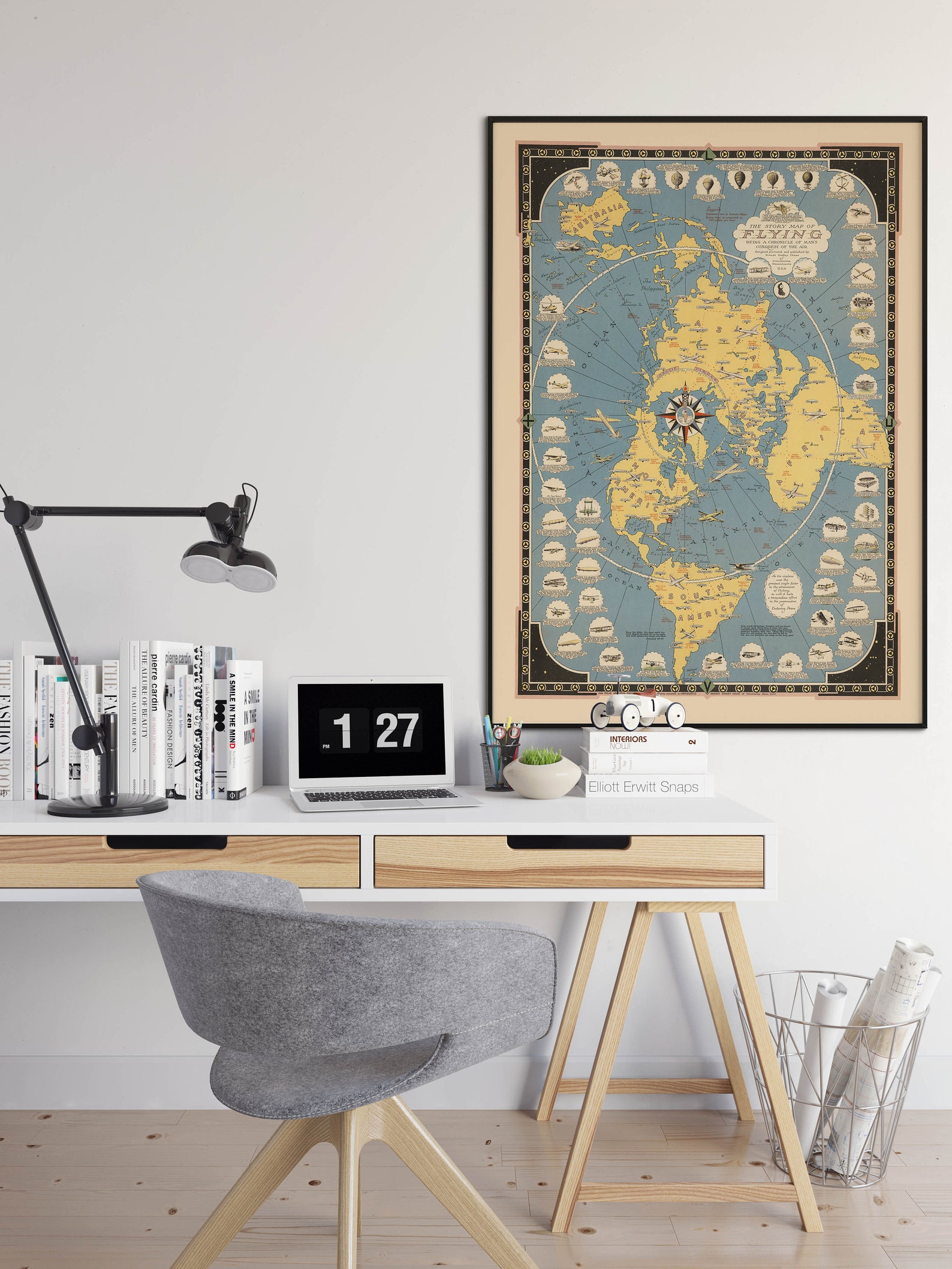 The Story Map of Flying Map Print From 1928 Vintage Aviation - Etsy