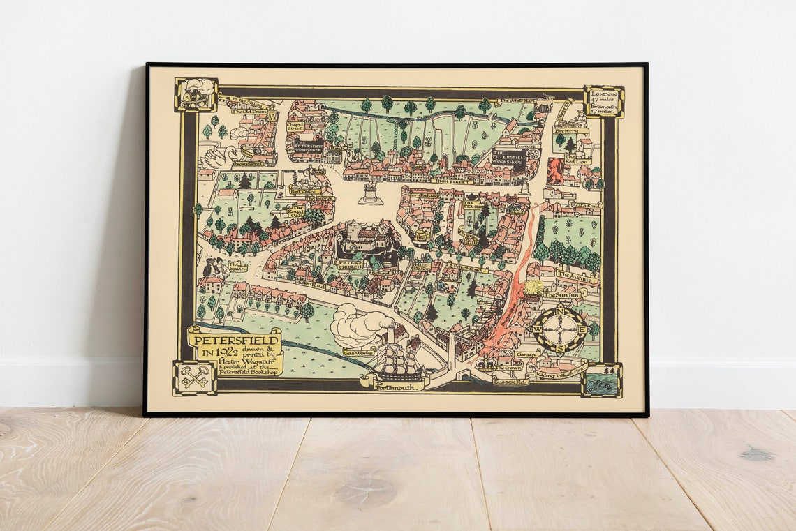 Petersfield Map Print Canvas Print Wall Art Vintage UK Maps - Etsy