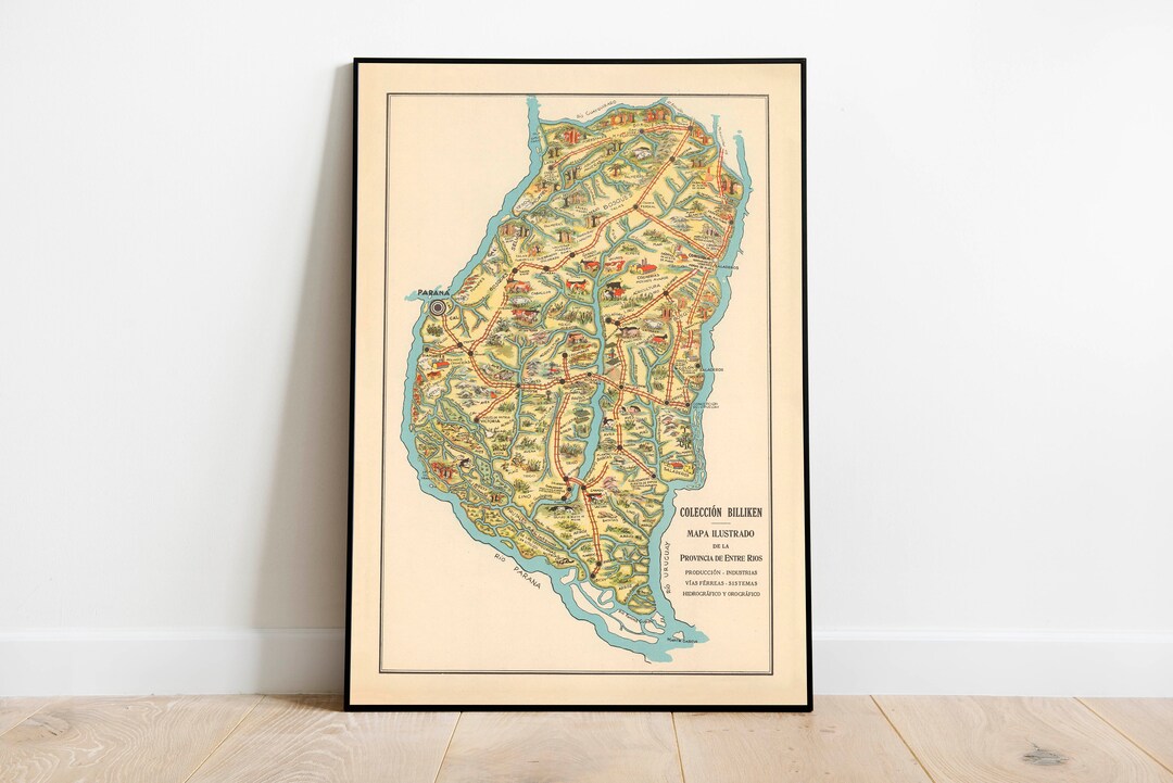 1933 Map of Entre Rios| Argentina Maps Wall Prints| Canvas Art Wall Art ...