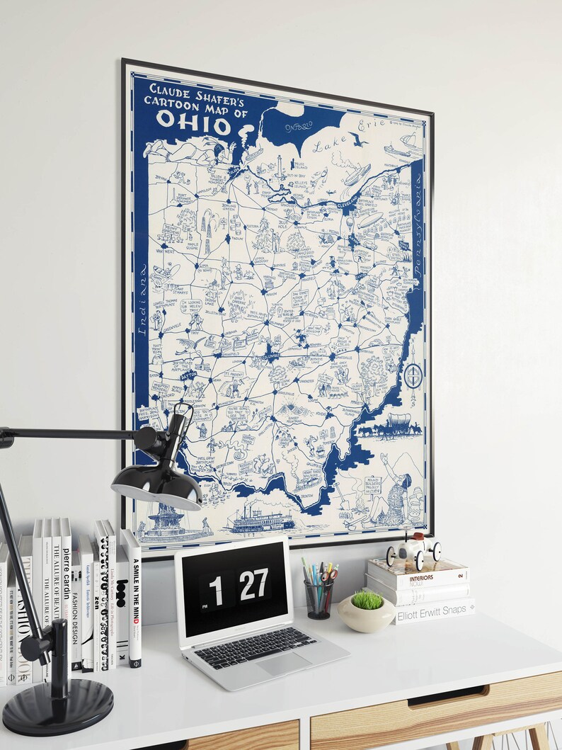 Ohio Map Print Wall Art 1939 Ohio Vintage Map Wall Prints | Etsy