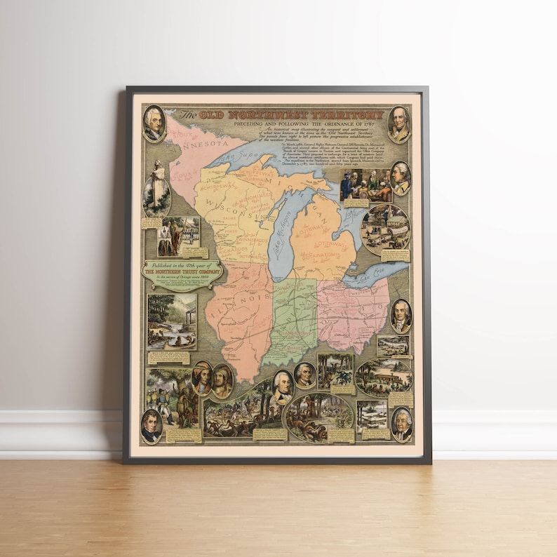 Map of The Old Northwest Territory 1787 Vintage Maps Wall | Etsy