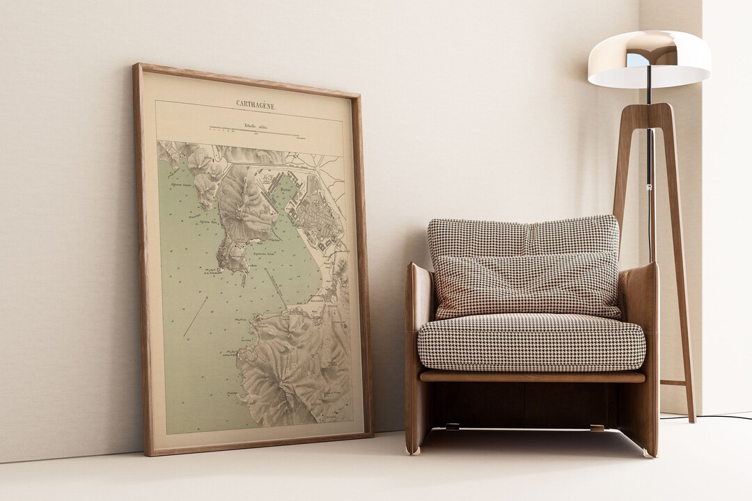 Vintage Map of Carthage| Maps of Spain| Poster Print| Framed Wall Print ...