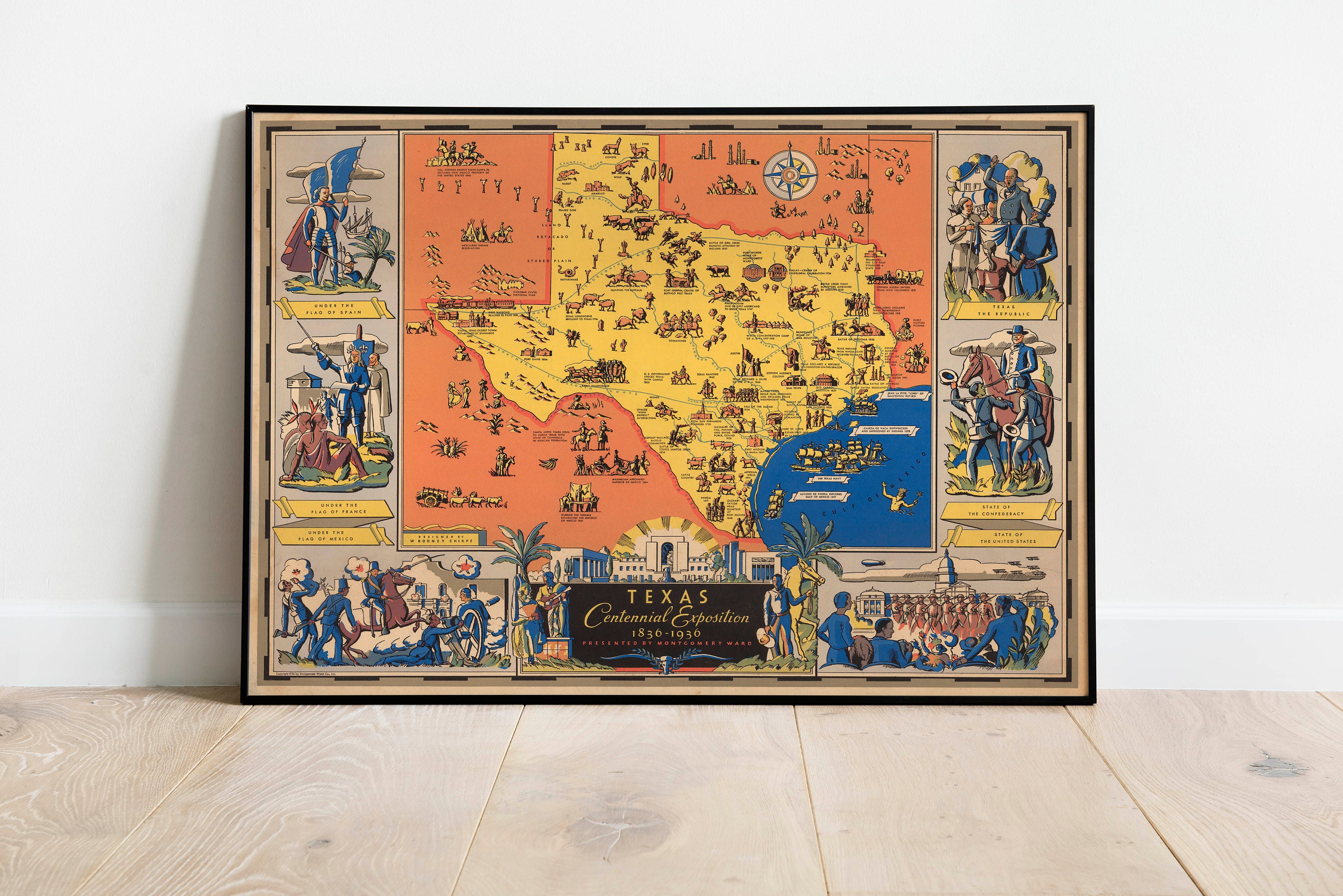 Texas Map Wall Print Texas Old Map Poster Print Canvas - Etsy
