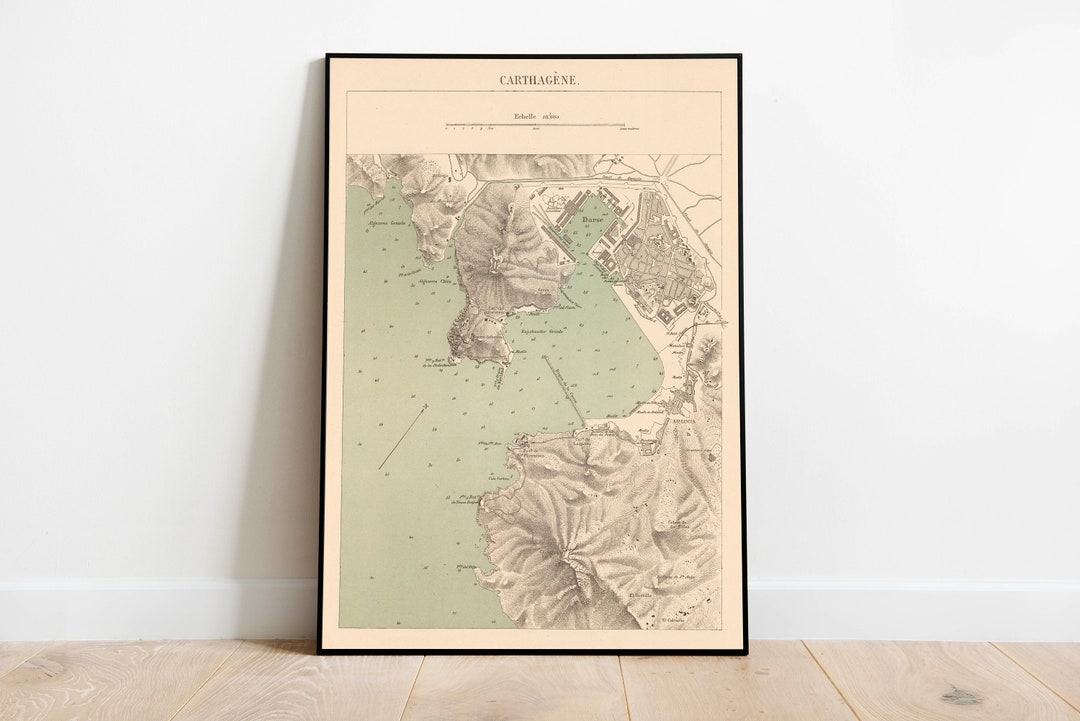 Vintage Map of Carthage Maps of Spain Poster Print Framed - Etsy