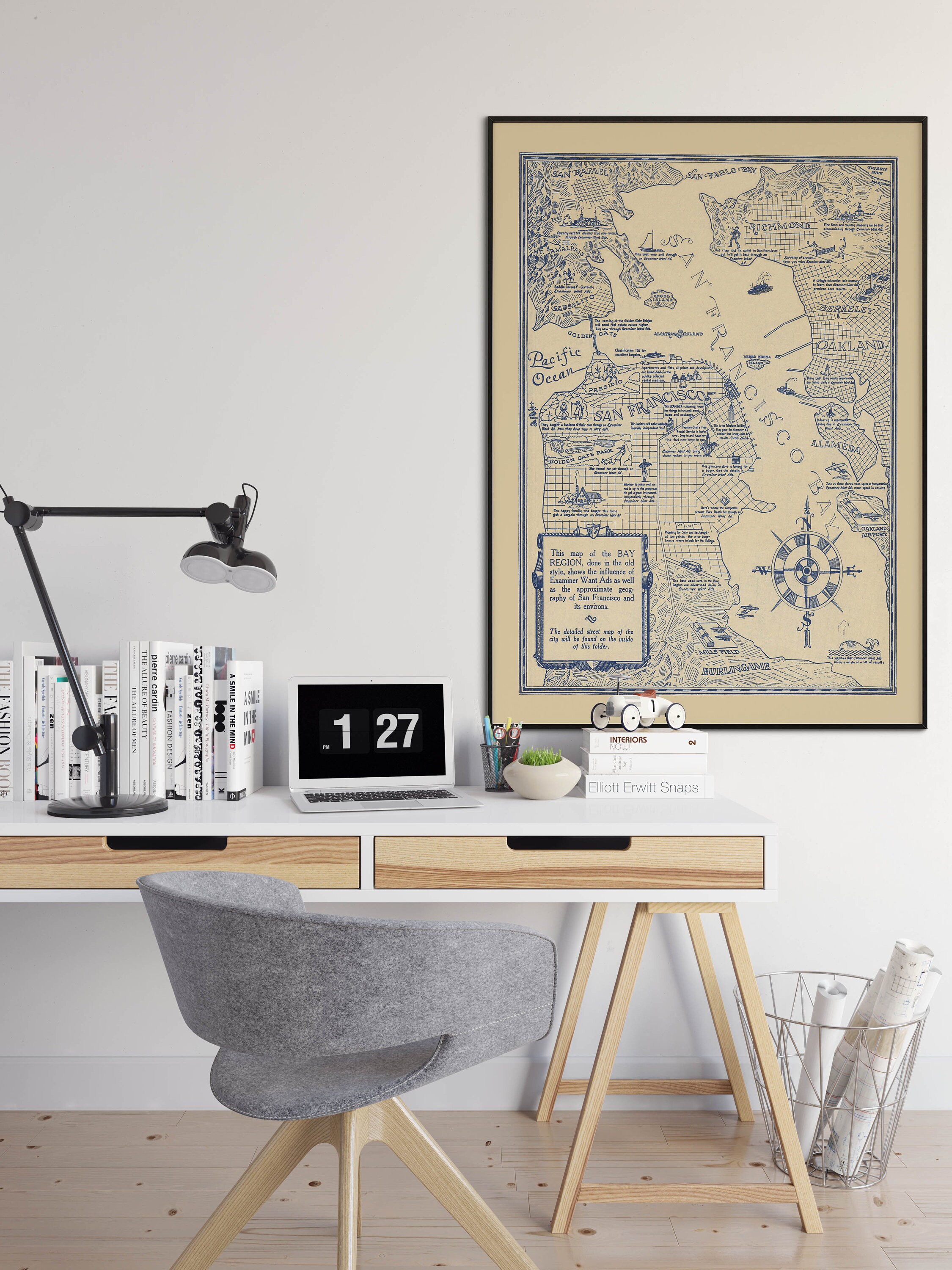 Historical Map of San Francisco Bay Area Poster Wall Art | Etsy
