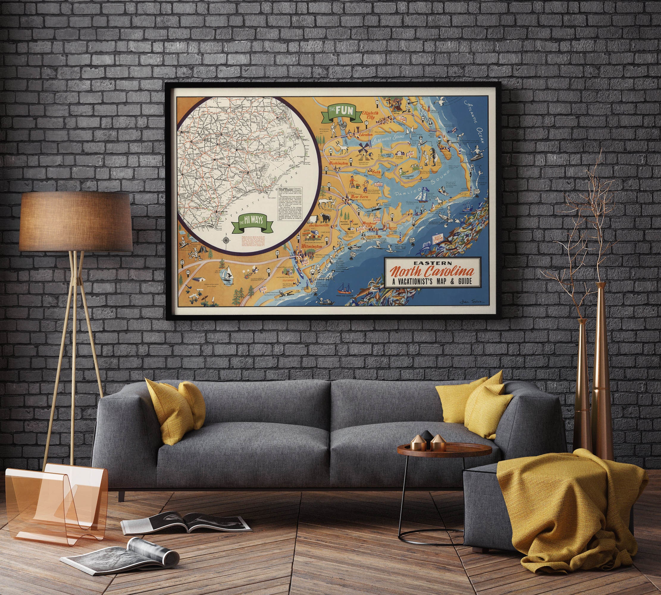 Eastern North Carolina Map Wall Poster North Carolina Old Map | Etsy