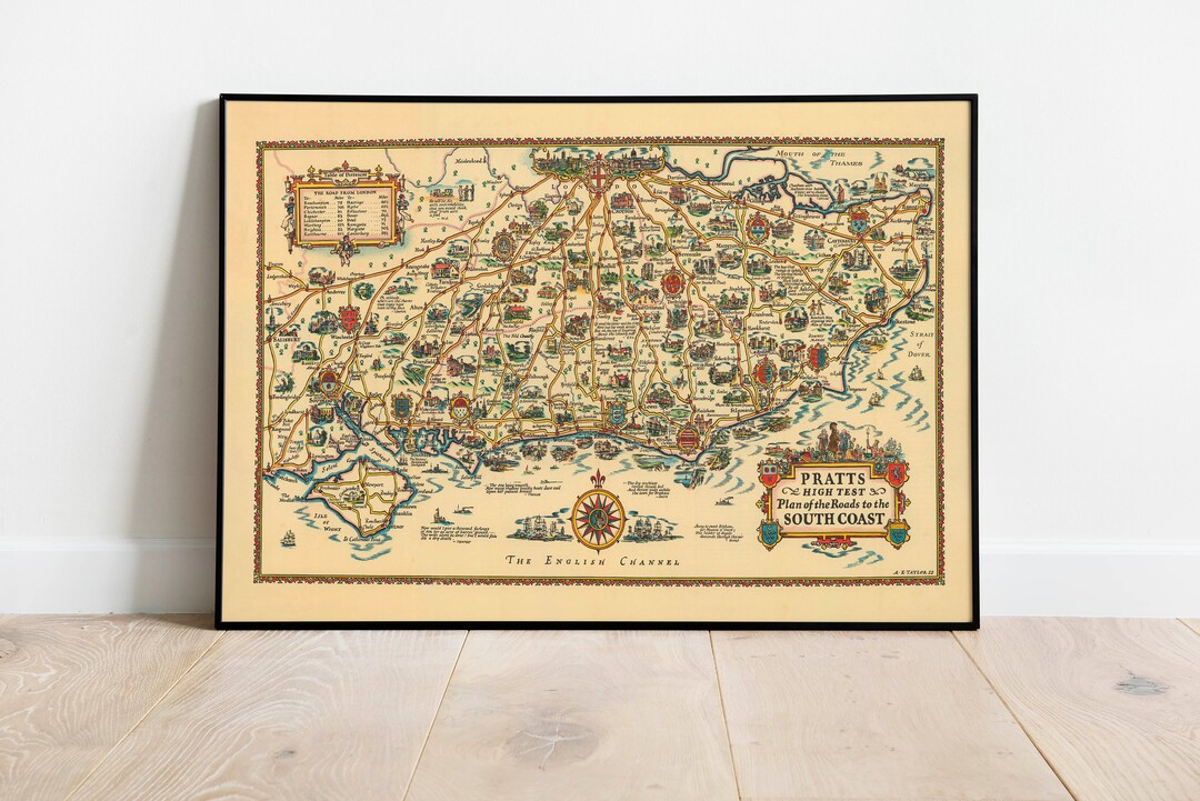 1936 England South Coast Map Print: Vintage Wall Art - Etsy