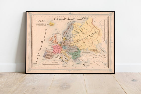 Ottoman Map of Europe 1868 Old Map Wall Decor Vintage Map | Etsy