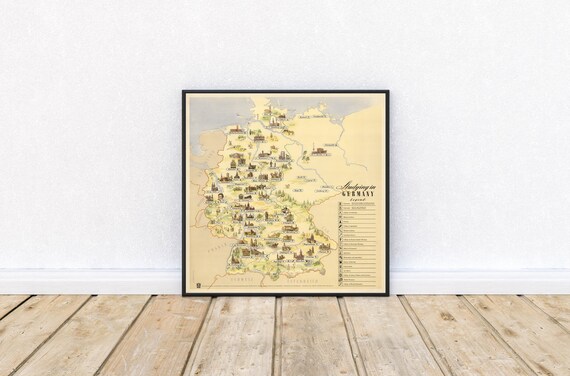 Pictorial Map of Universities in Germany Chart Map of German | Etsy