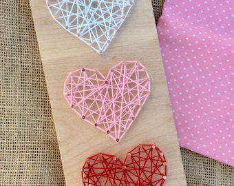 Heart String Art Three Hearts Sign Valentines Day String - Etsy