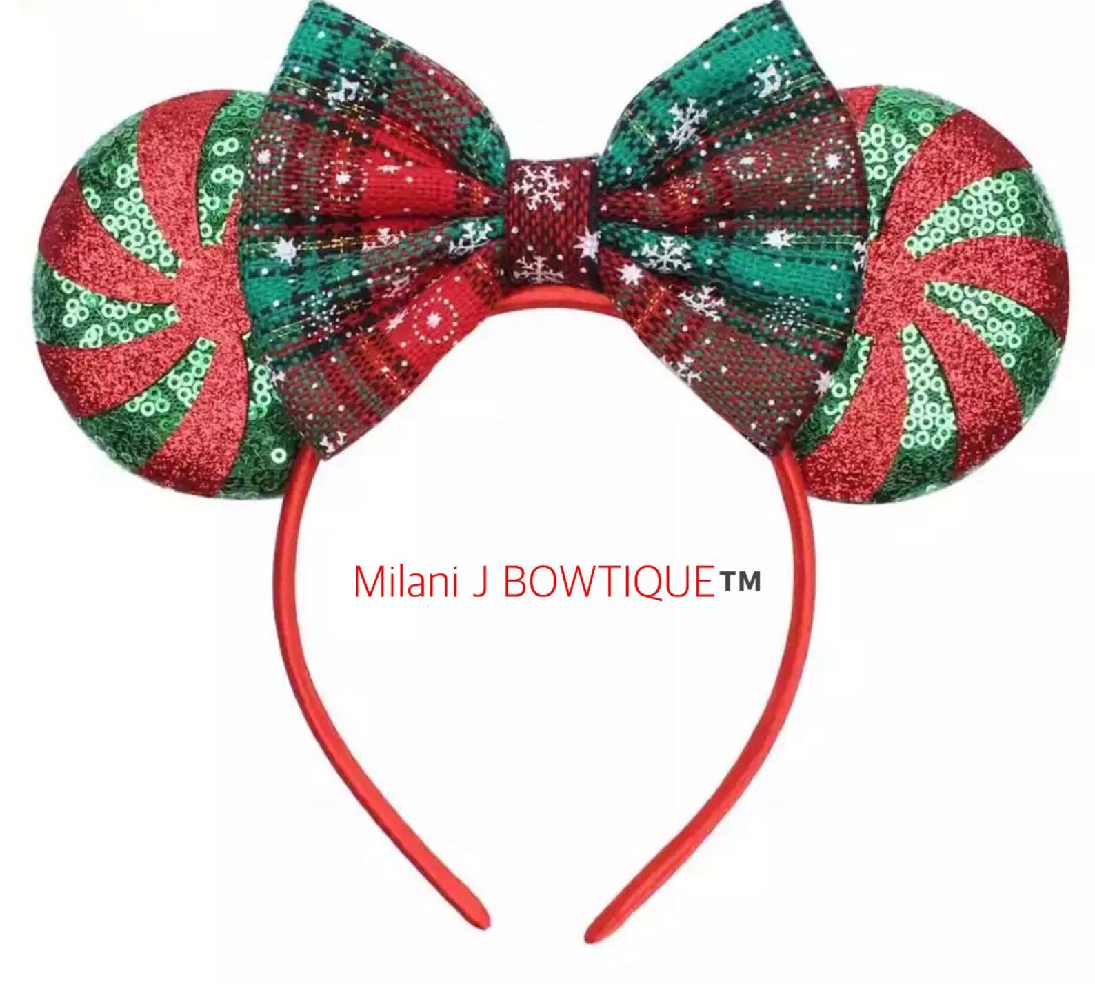 Disney Red & Green PepperMint Minnie Ears-Holiday Ears-Disney | Etsy