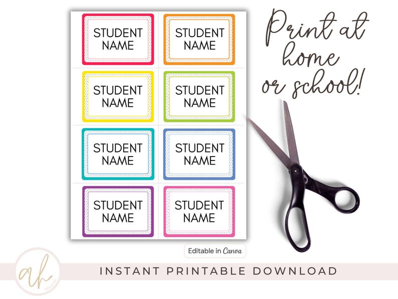 Editable Student Name Tags | Bright Rainbow Desk Labels | Printable ...