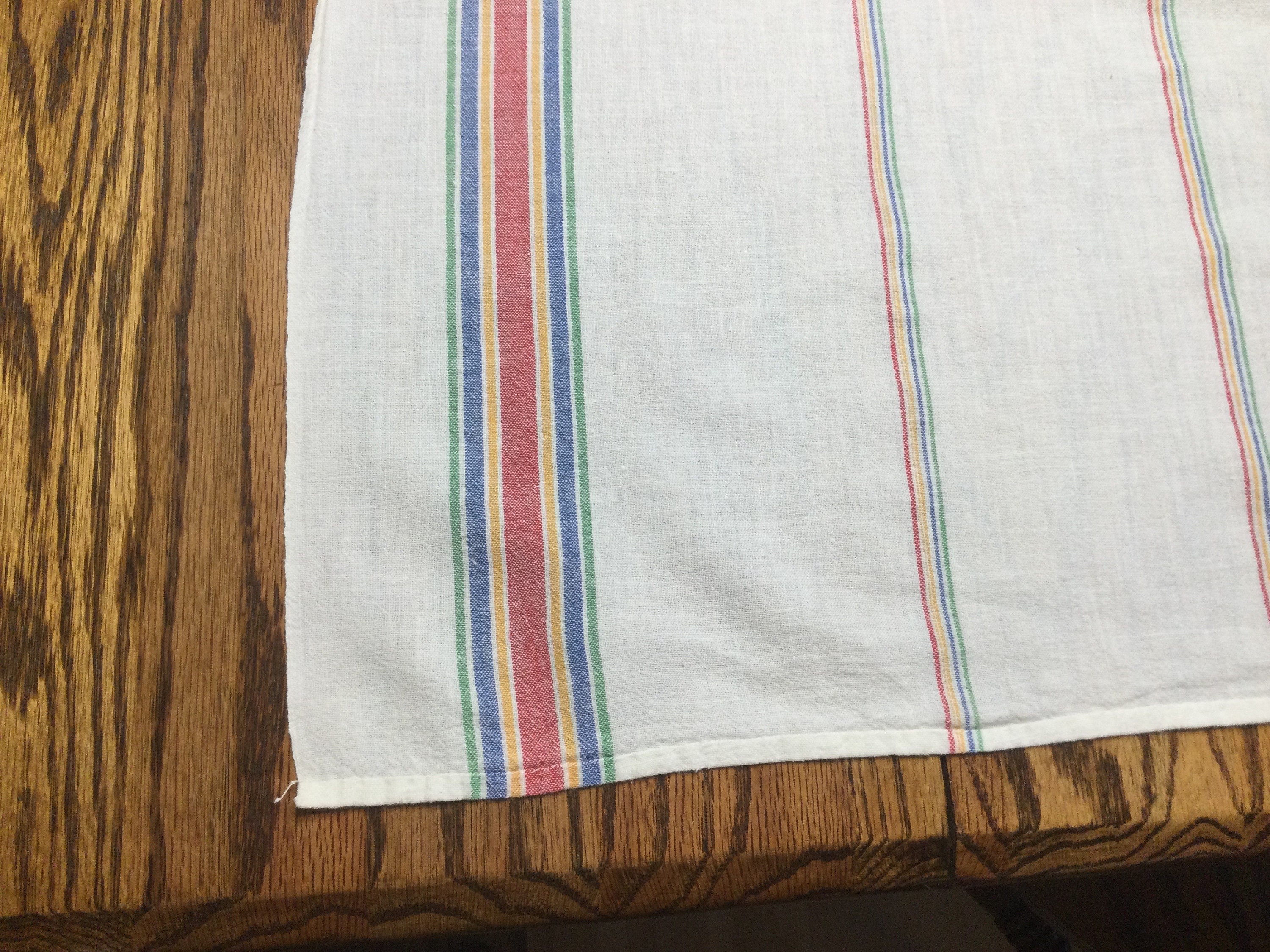 Primary Color Stripes on This Vintage Tablecloth of Red, Blue, Yellow ...
