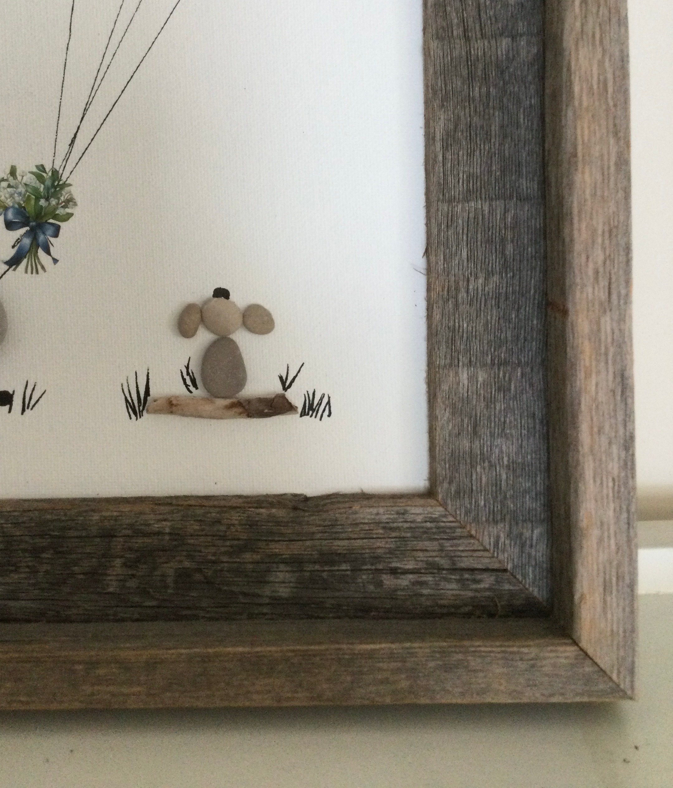 Pebble Art Handmade Girl Balloons Framed Lake Michigan - Etsy