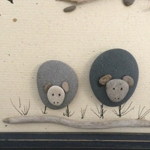 Pebble Art Sheep Driftwood Pebbles Wall Art Birds - Etsy