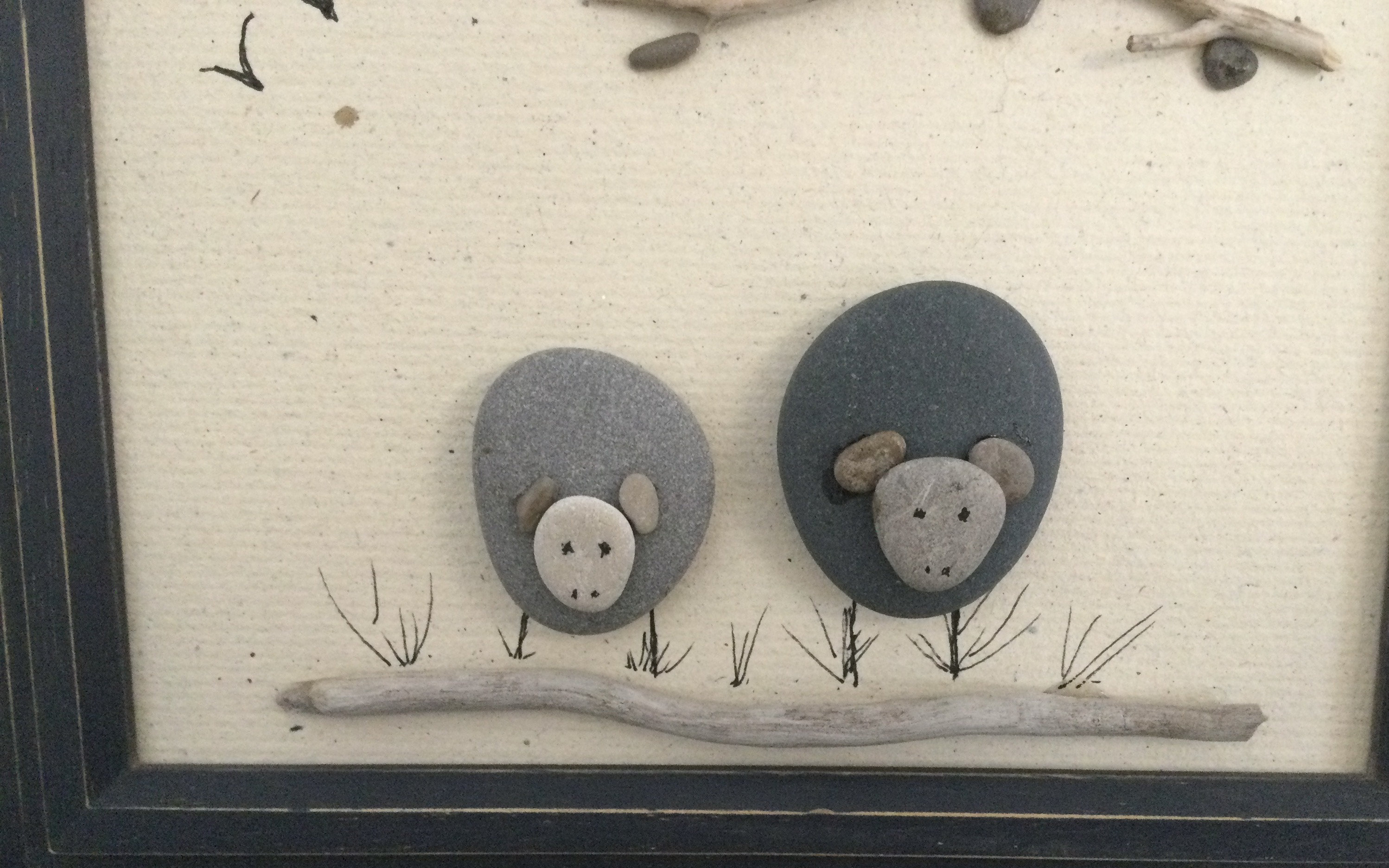 Pebble Art Sheep Driftwood Pebbles Wall Art Birds - Etsy