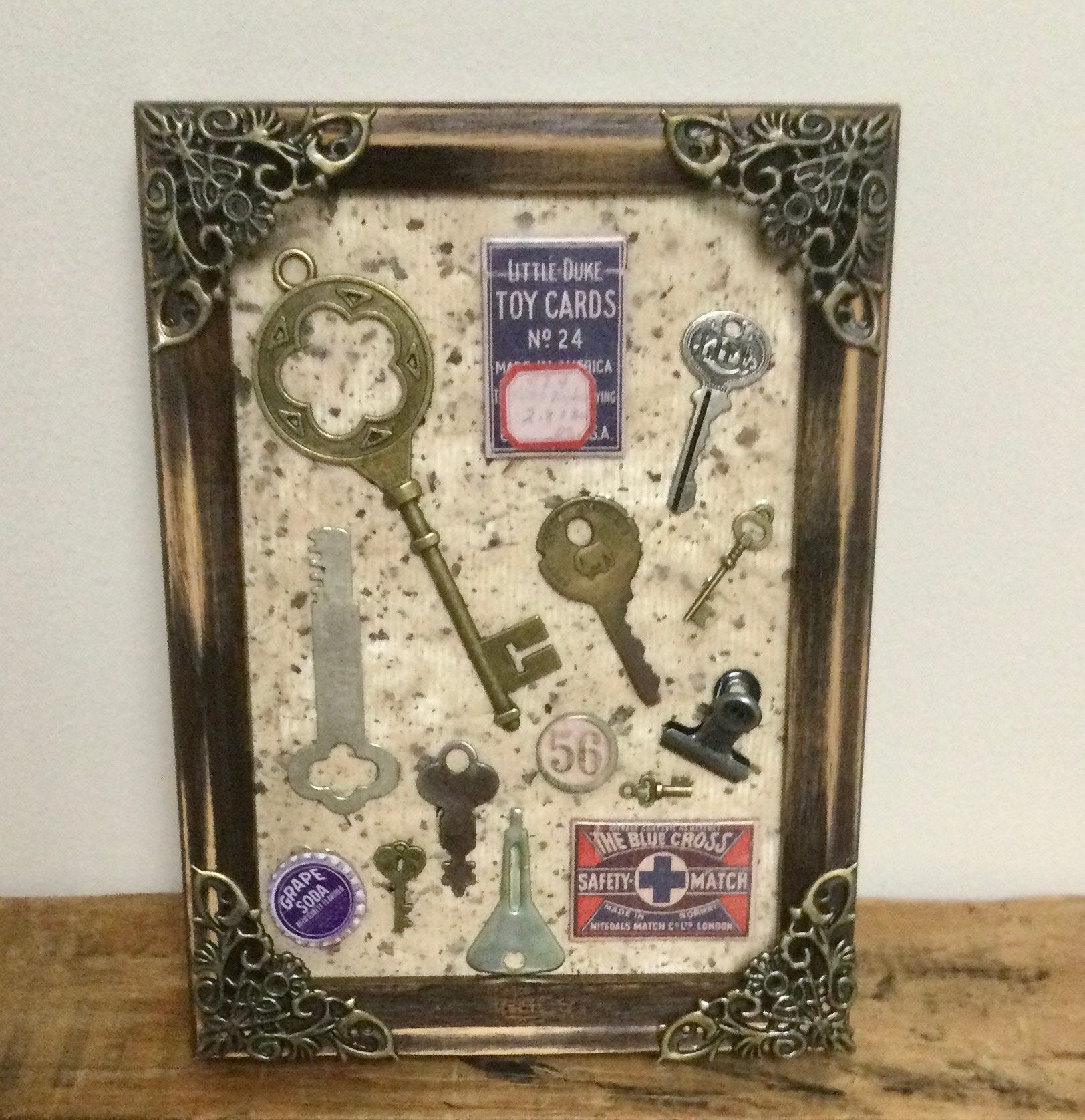 Shadow Box Antique Keys Embellishments 5x7 Shabby - Etsy