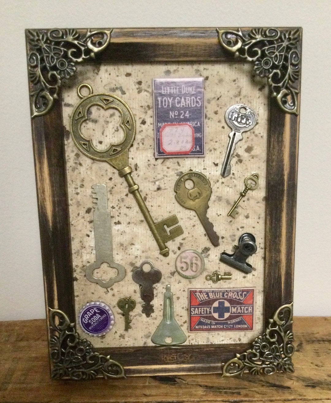 Shadow Box Antique Keys Embellishments 5x7 Shabby - Etsy