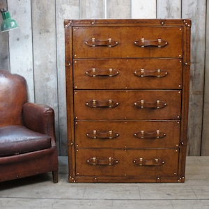 Large Chest of Drawers in Hand Dyed Leather - Etsy UK