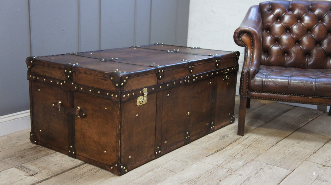 XL Handmade Bridle Leather Coffee Table Trunk - Etsy