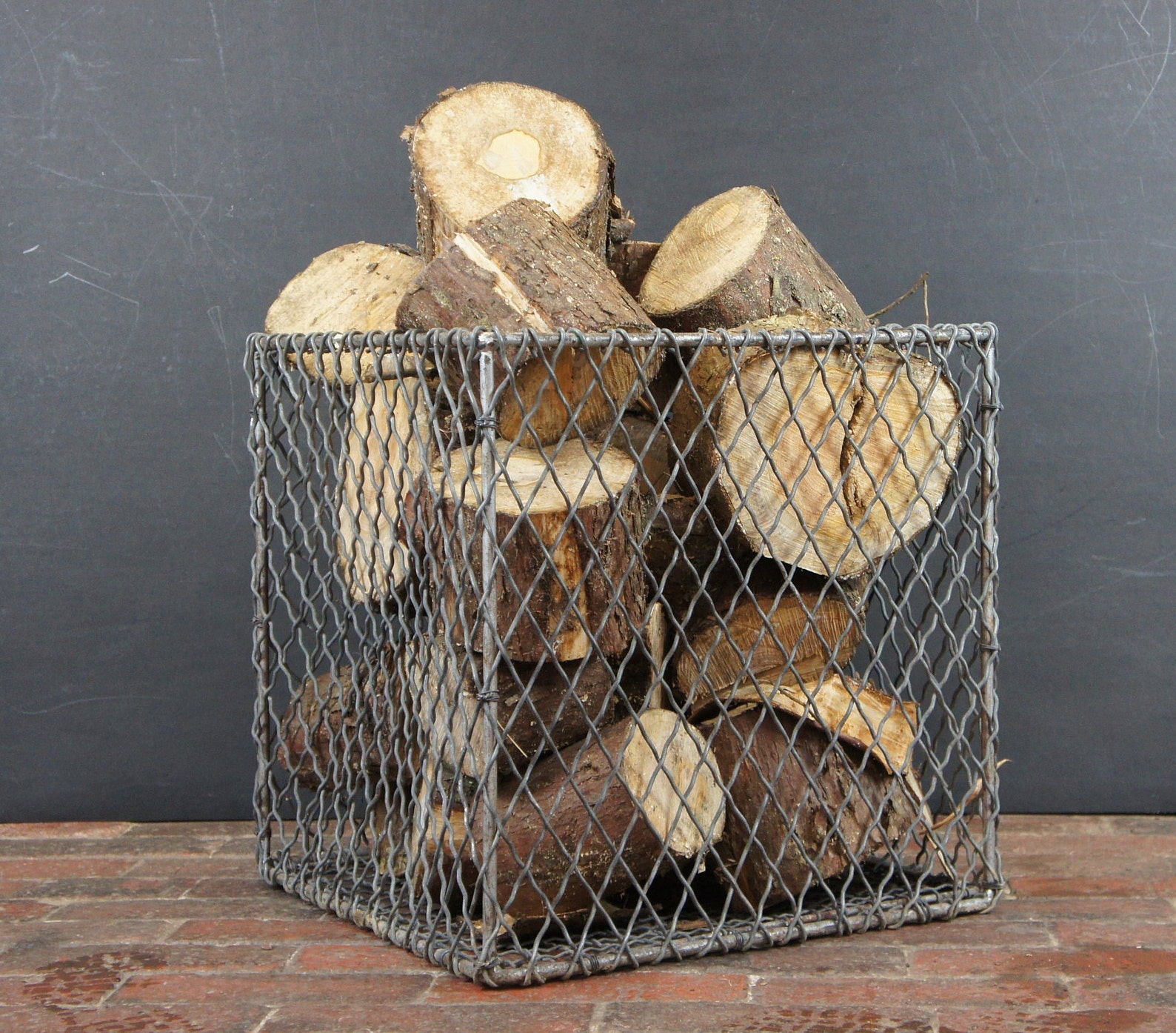 Large Industrial Vintage Galvanised Wire Log Basket | Etsy