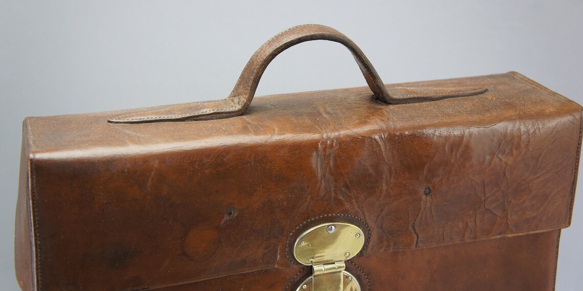 XL Luxury 1920s English Antique Leather Box Briefcase - Etsy