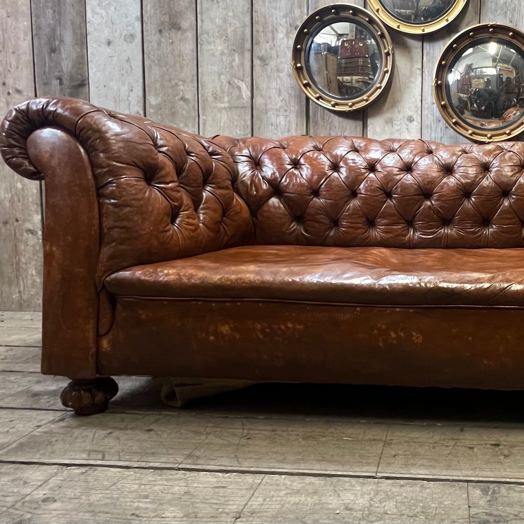 Buy Luxury Antique Tan Leather Chesterfield Sofa Online in India Etsy