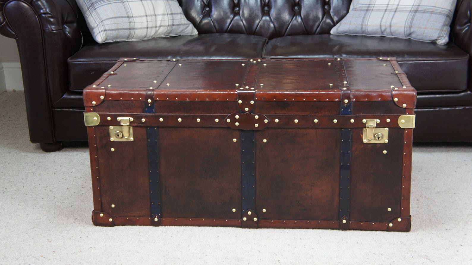 Large Antique Leather Handmade Trunk Chest Home Decor Bedroom - Etsy