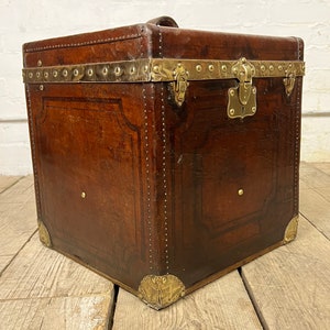Antique Leather & Brass Bound Luggage - Etsy