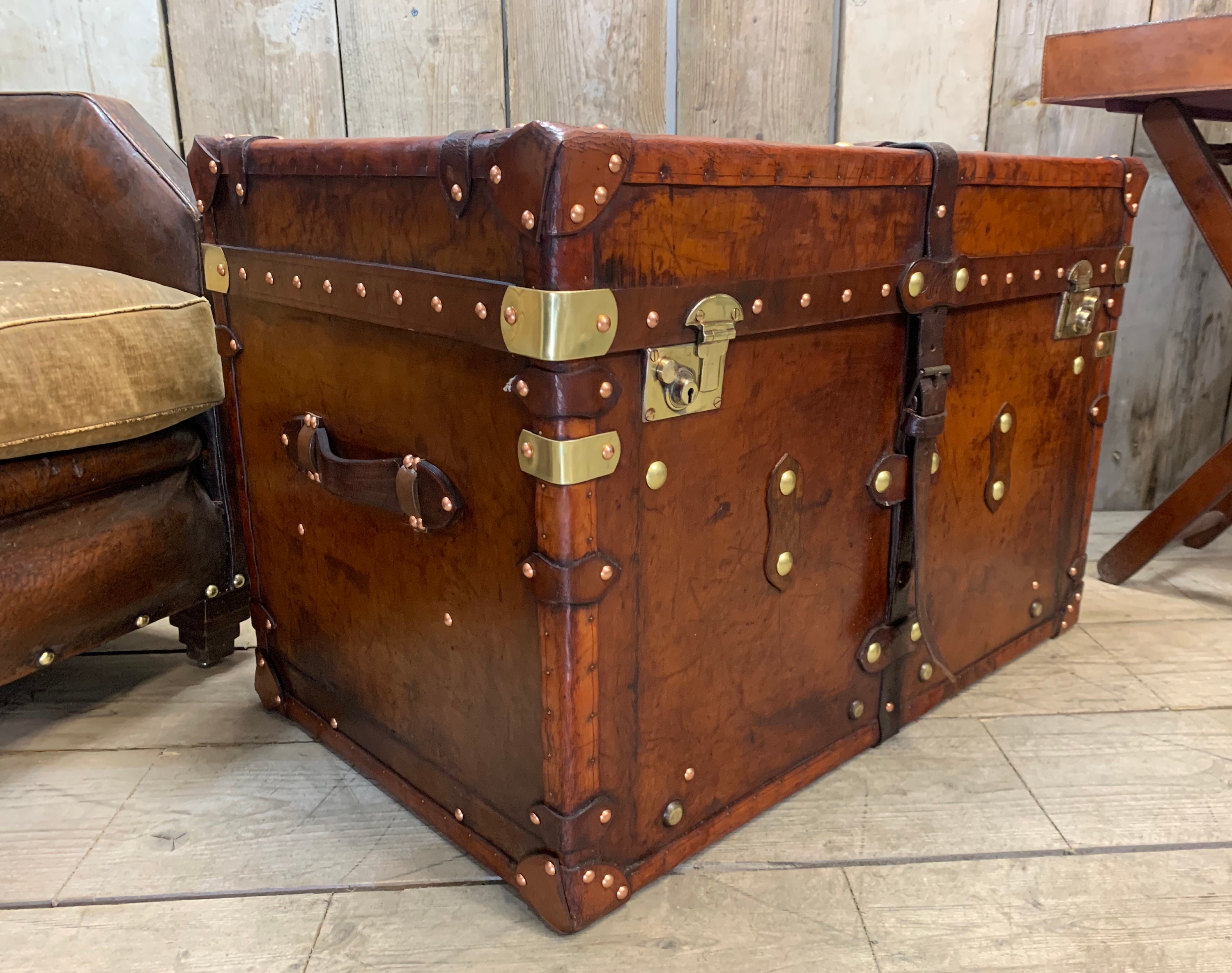 Antique Leather Luxury English Coffee Table Trunk | Etsy