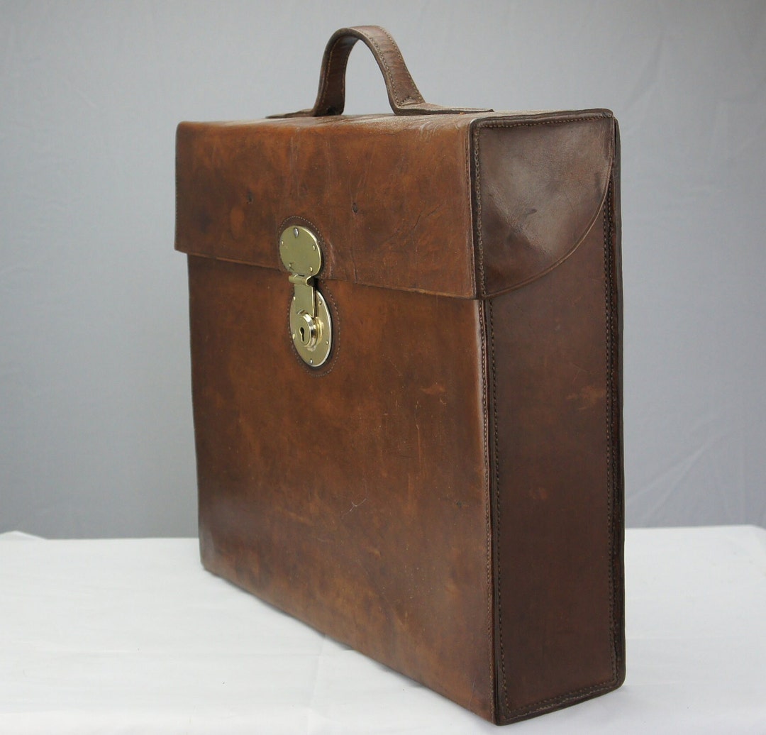 XL Luxury 1920s English Antique Leather Box Briefcase - Etsy