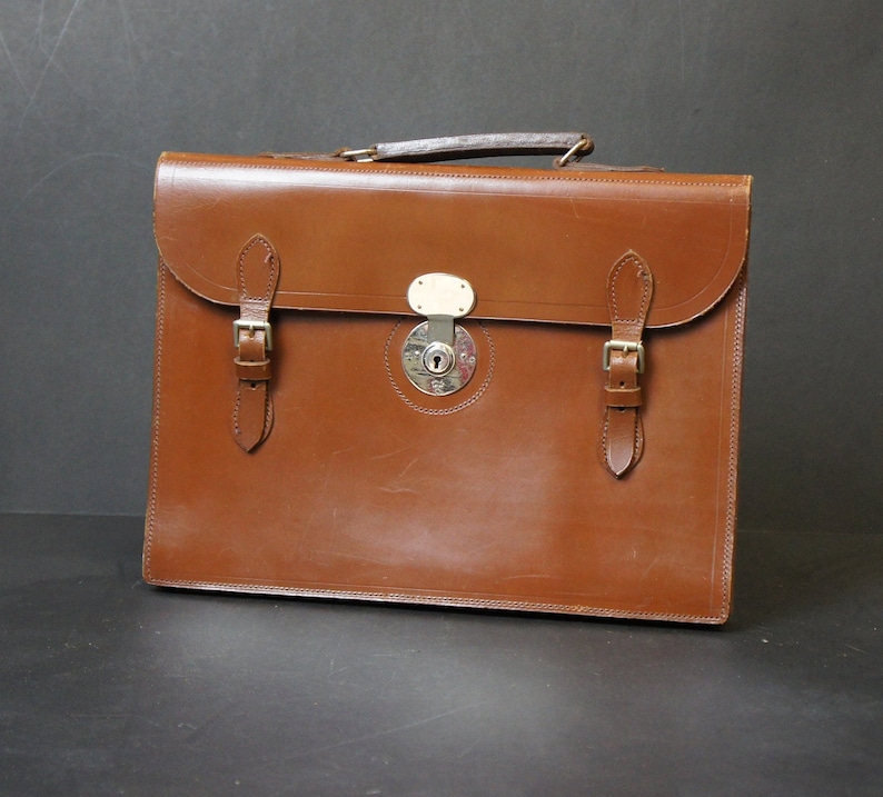 Tailored Vintage Leather & Chrome English Briefcase - Etsy