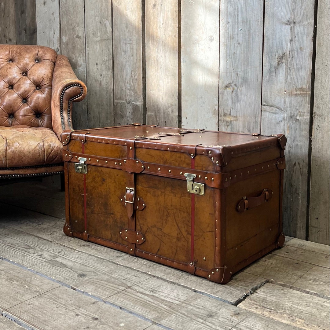 Custom English Trunk - Bespoke Antique Chest - Luxury Antique Leather ...