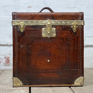 Antique Leather & Brass Bound Luggage - Etsy