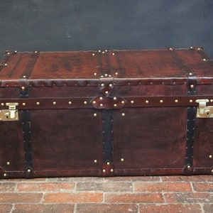 Travel Trunk Campaign Style English Leather Handmade - Etsy