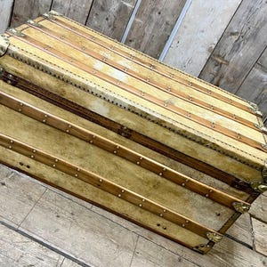 Antique Vellum & Brass Steamer Trunk - Etsy