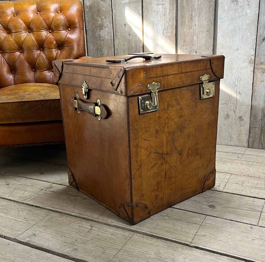Outstanding Thick Luxury Antique Tan Leather Trunk - Etsy