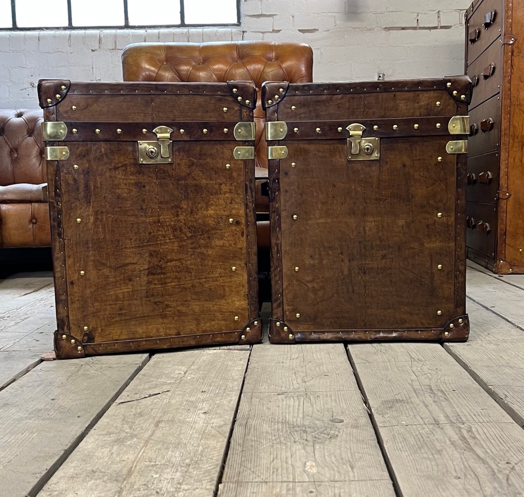 Handmade Trunks - Luxury Custom Made - Brown Leather Accent Tables - Etsy