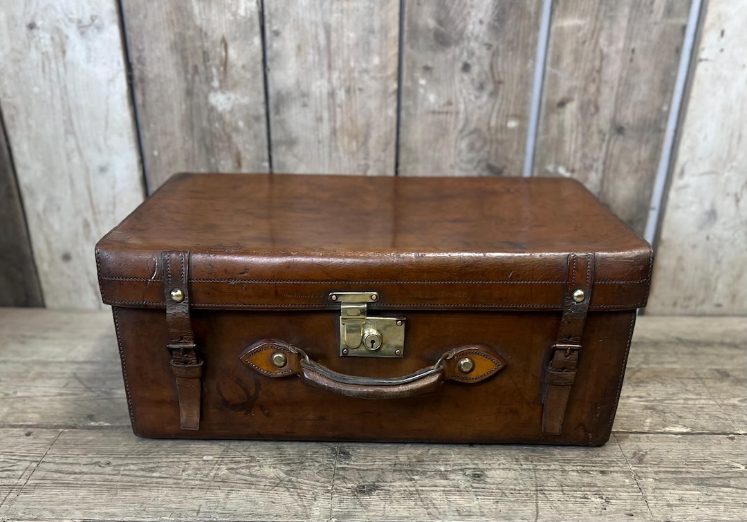 Edwardian Solid Leather Cavalry Boot Trunk Suitcase - Etsy