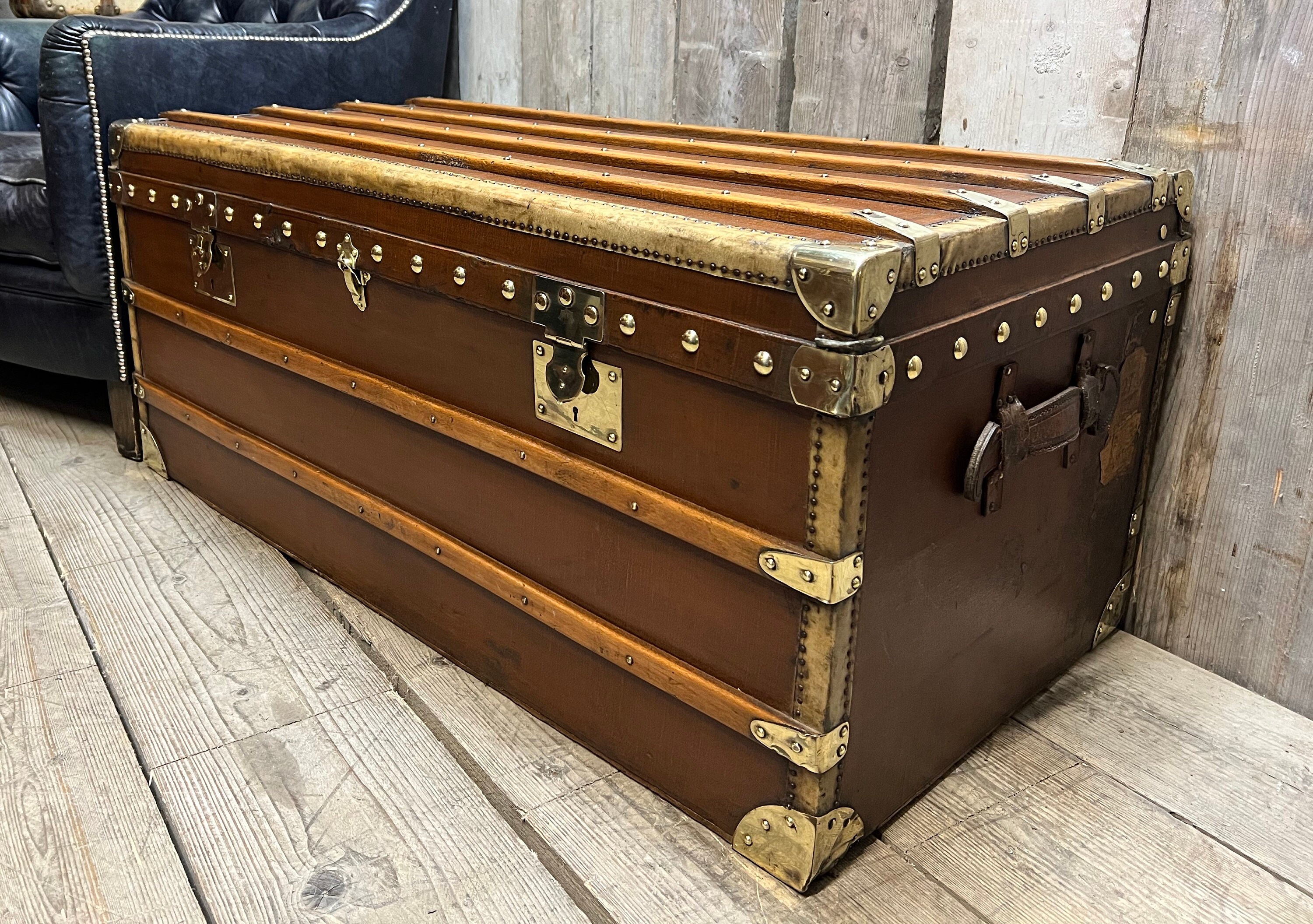 Leather Vellum Trimmed 1920s Steamer Trunk, Travel Chest - Etsy